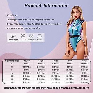 YOOJOO Women's Shiny Metallic Space Cadet Alien Galaxy Traveler Role Play Bodysuit Costumes D0559#Colorful Large