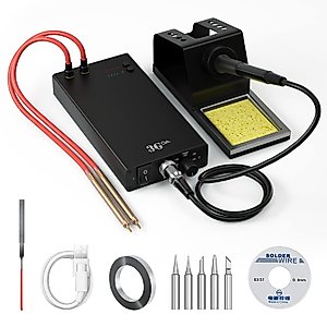 3goa Spot Welder with Soldering Iron, 11000mAh Soldering Iron Kit Electronics, Adjustable Temperature Welding Tool, Portable Spot Welding Equipment for DIY 18650 Battery, Soldering Iron Stand