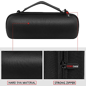 Comecase Portable Bluetooth Speaker Case for JBL FLIP 6 / 5 / 4, Hard Travel Storage Holder with Adjustable Shoulder Strap, Waterproof Speaker Case with Internal Pockets for Cables & Charger - Black