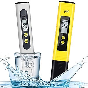 2 Pack pH Meter and TDS Meter, 0.05 pH High Accuracy Tester Pen, ± 2% Readout Accuracy Digital Water Quality Filter Pen, 0-9990ppm, Ideal Water Purity Test for Drinking Water, Aquariums, Hydroponics
