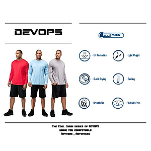 DEVOPS 2 Pack Men's Sun Protection Shirts UV SPF UPF 50+ Long Sleeve Rash Guard Fishing Running Quick Dry Lightweight (X-Large, Navy)