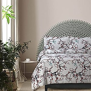 Tribeca Living Emilia Tree 170-GSM Flannel Oversized Duvet Set Queen Red