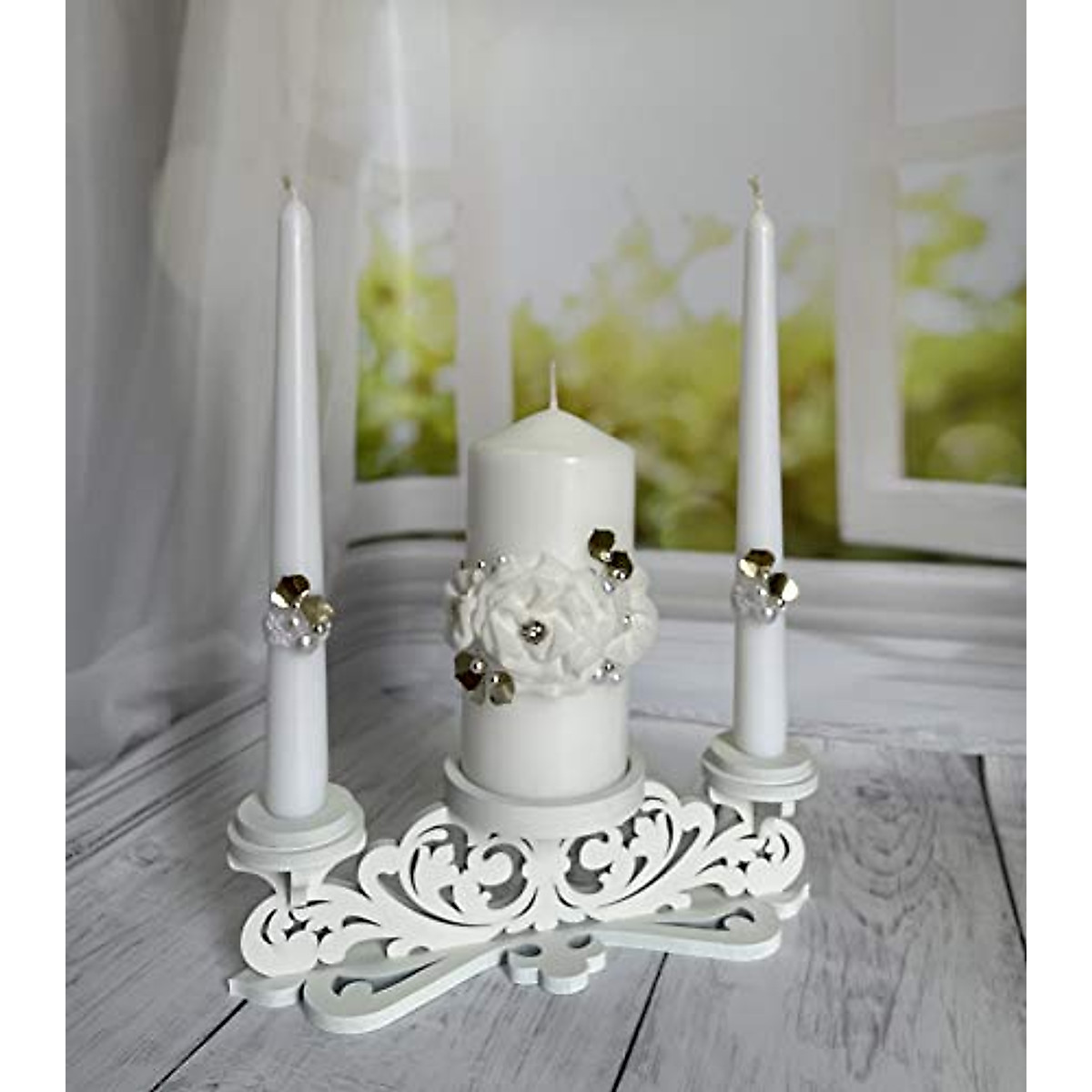 Magik Life Unity Candle Set for Wedding - Wedding décor - Decorative Candles Pillar - Candle Sets - 6 Inch Pillar and 2 10 Inch Tapers - Unity Candle