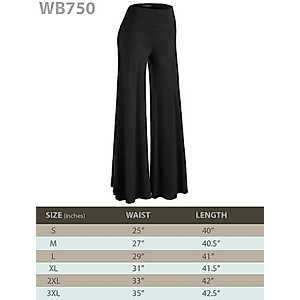 MBJ WB750 Womens Chic Palazzo Lounge Pants M Black