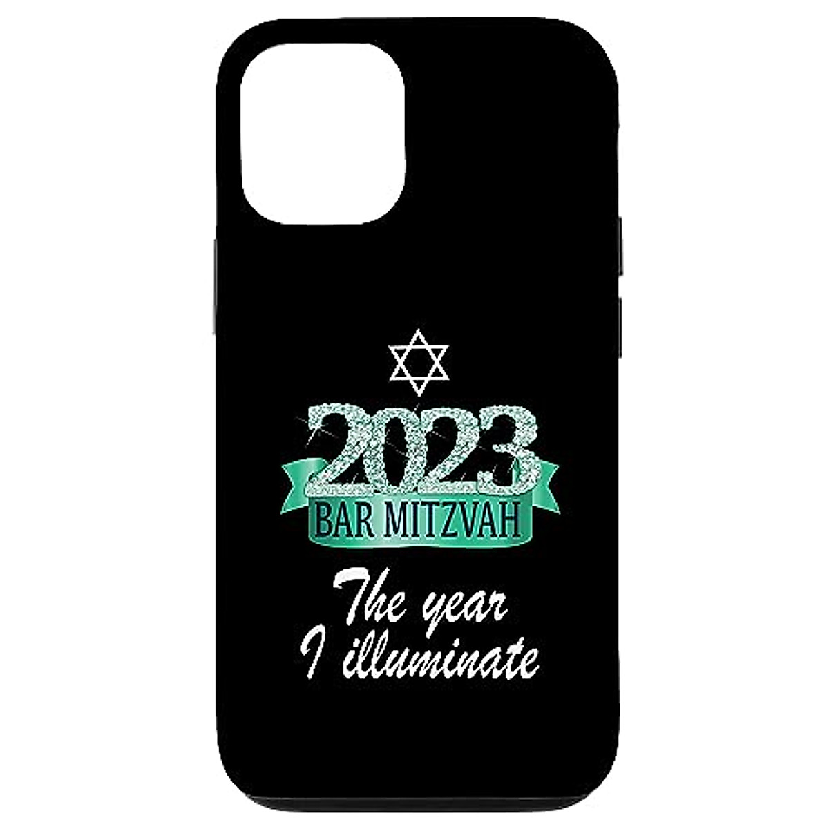 iPhone 13 Pro 2023 Bar Mitzvah Quote Festive Black Turquoise Decor Case