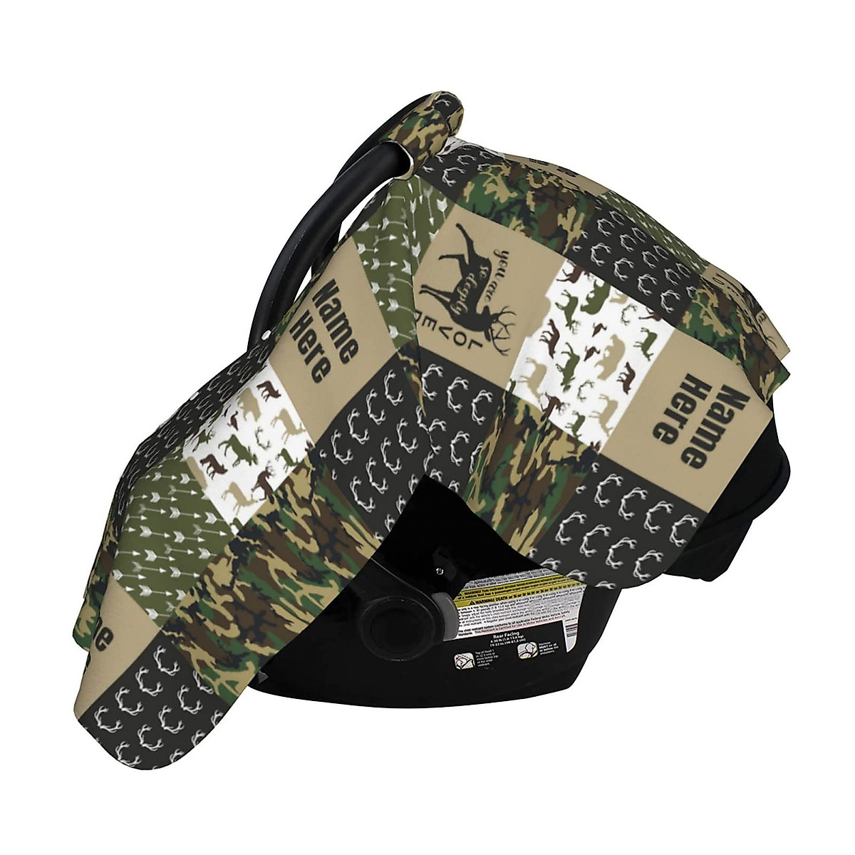 Personalized Baby Name Car Seat Covers for Babies, Custom Carseat Canopy, Peekaboo Opening Minky Dot Nursing Breastfeeding Cover Infant Canopies for Baby Boys Girls Newborn (Woodland Moose and Bear)