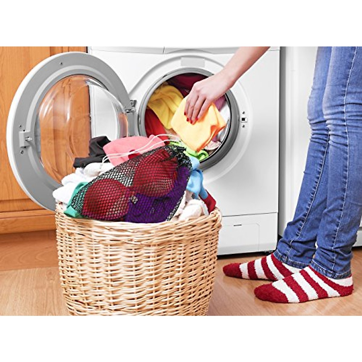 Handy Laundry Mesh Stuff Bag - Durable Mesh Bag with Sliding Drawstring Cord Locking Closure.