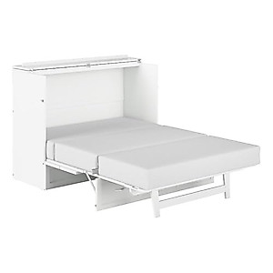 BOWERY HILL Full Size Murphy Bed Chest with Charging Station in White