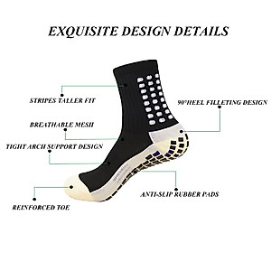 fjberrtsat Men's Socks Soccer Non Skid Ball Football Socks Anti-Slip Athletic Non Slip Pads for Basketball Sports Socks 4 pair,black