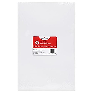 American Greetings White Shirt Boxes with Lids for Birthdays, Easter, Mother's Day, Father's Day, Graduation and All Occasions (6-Count, 14.75'' x 9.5'')
