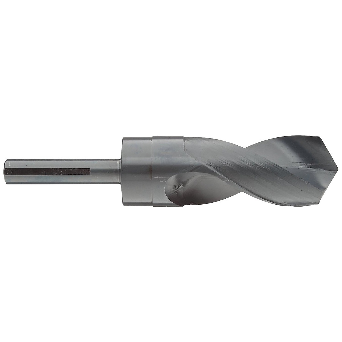 Chicago Latrobe 190F High-Speed Steel Reduced Shank Drill Bit, Black Oxide Finish, Flatted Shank, 118 Degree Conventional Point, 1-1/2" Size