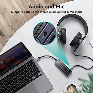 Yottamaster USB C Hub Hdmi Adapter, 6 in 1 USB C Hub Multiport Adapter with 4K HDMI, USBA 3.0, 100W PD, 3.5mm Audio, Compatible with Type C Laptop Devices