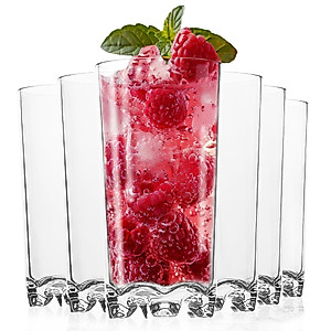 Vivocci Unbreakable Tritan Plastic Water Drinking Glasses Set of 6 - Ideal for Juice Beverages & Cocktails - Shatterproof Glassware - Highball Tall Clear Cup Tumblers - Dishwasher Safe Drinkware 12 oz