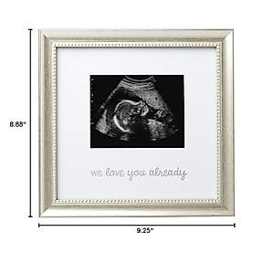 Lil Peach We Love You Already Sonogram Keepsake Frame, Perfect Keepsake for Expecting Parents, Pregnancy Announcement, Silver