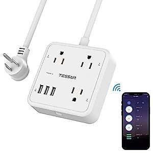 Smart Power Strip Surge Protector, TESSAN WiFi Extension Cord with 3 Individually Remote Controlled Outlets 3 USB Ports, Timer Smart Plug Switch for Lights, Lamps, Fan, Works with Alexa & Google Home