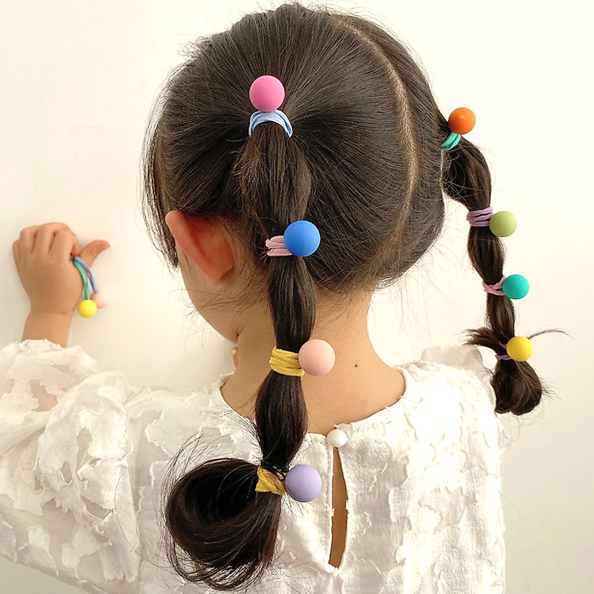 Petunny Cute Hair Ties for Girls,40Pcs Cartoon Hair Bands Soft Ponytail Holders Elastic Ball Hair Ties for Baby Toddler Teens Kids Children Birthday Christmas Gift (Random Color)