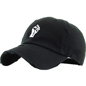 KBETHOS KBSV-046 BLK Black History Month Fist Black Power Fight Vintage Distressed Baseball Cap (One Size)