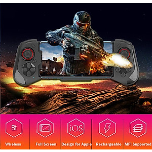 arVin Wireless Gaming Controller for iPhone iOS Android PC, Bluetooth Gamepad Joystick for iPhone 15/14/13/12/iPad/MacBook/Samsung Galaxy S22/S21/S20 Ultra/Tablet/Call of Duty Mobile/Genshin Impact