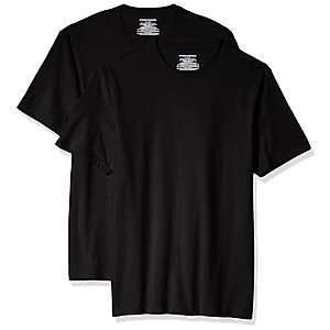 Amazon Essentials Men's Slim-Fit Short-Sleeve Crewneck T-Shirt, Pack of 2, Black, Small