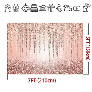 Mocsicka Rose Gold Backdrop Glitter Rose Gold Sweet Sixteen Birthday Party Background 7x5ft Rose Gold Birthday Baby Shower Photography Background