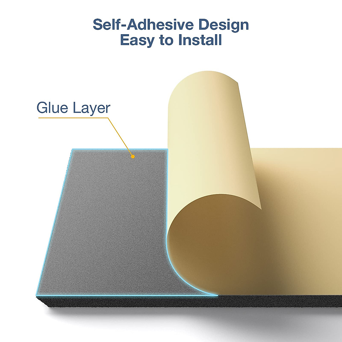 Lebenforce Self-adhesive Acoustic Panels Tiles 12 Pack, 12" X 12" X 0.4" Polyester Sound Proof Padding, High Density Soundproof Wall Panels, Sound Absorbing panel for Home & Offices (Black)