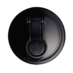 reCAP Mason Jar Pour Cap and Drinking Lid | 3 Pack | Black | Regular Mouth | Made in the USA | Leak-proof | No-break material