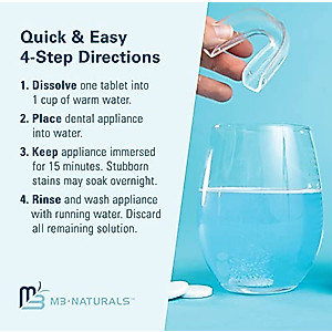 Retainer Cleaner Tablets Invisalign Cleaner - FSA HSA Approved - Remove Odors Discoloration Stains and Plaque 4 Month Supply Denture Cleaner for Retainers and Mouth Guards Denture Bath Fresh Mint