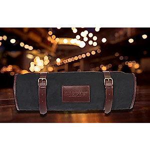Barfly Mixology Roll Black with brown leather accents