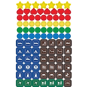 USA Travel Map Vinyl Sticker Set, 1 Sheet of 84 Stickers