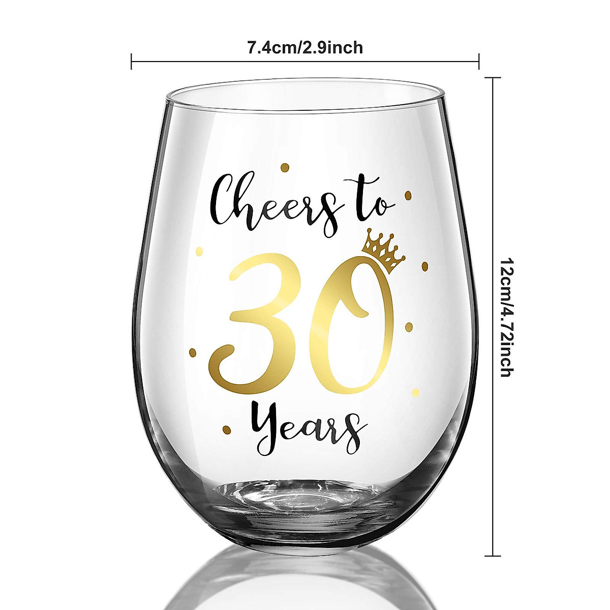 Cheer to 30 Birthday Stemless Wine Glass 30th Birthday Wine Glass Present for Men Women 30th Birthday Party Wedding Anniversary Party Decorations 17 oz