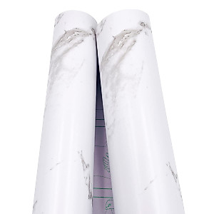 Yifasy White Marble Pattern Shelf and Drawer Liner Peel-Stick Kitchen Storage Sideboard Lining Paper 17.7x118 Inch Renew Buffet Table