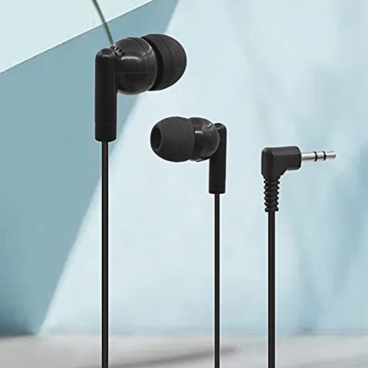 Gaweb Mini Wired in Ear Earphones L Shaped 3.5mm Earbud Headphones Moving Coil Earbud Headphone for Cellphone, Laptop, PC Black