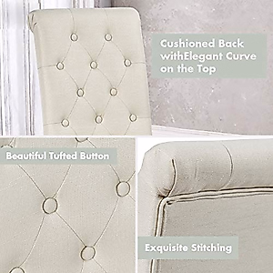 S AFSTAR Upholstered Dinning Chairs Set of 4, Tufted Parsons Chairs with Solid Rubber Wood Legs & Adjustable Feet, High Back Padded Dining Chairs for Kitchen Living Room Restaurant (4, Beige)