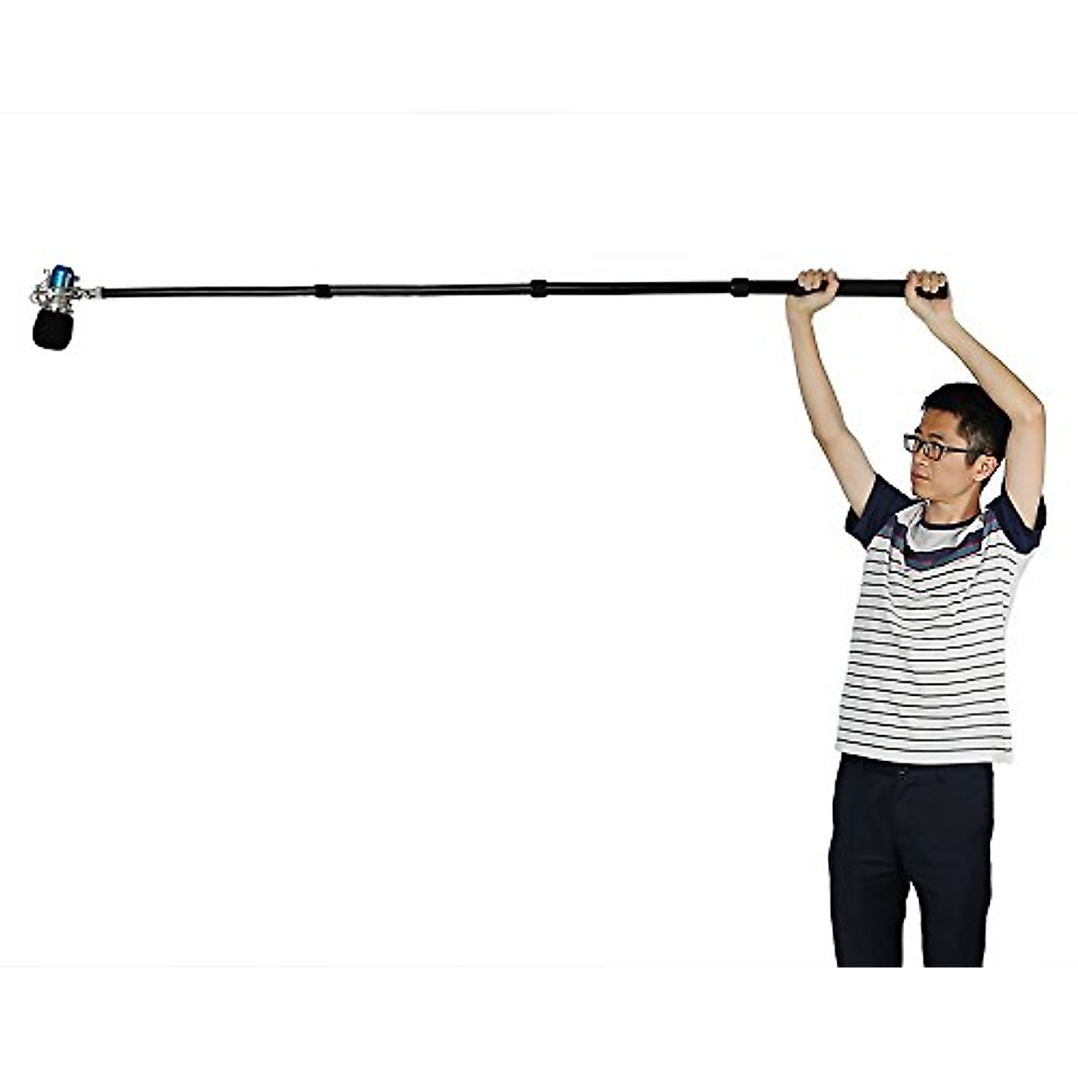 Koolertron Portable Mic Boom Pole Arm 4 Section Stretchable Padded Handheld Telescopic Aluminum Adjustable with Easy Twist Locks and Padded Handle for Professional Shotgun Microphones Fish Pole exte