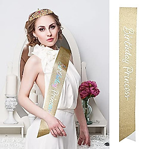 Birthday Girl Tiara, Princess Crown with Birthday Sash, Birthday Girl Headband, Birthday Crowns for Women, Happy Birthday Decorations, Birthday Party Supplies