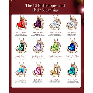 CDE Love Heart Pendant Necklaces for Women Silver Tone Rose Gold Tone Birthstone Christmas Jewelry Gifts for Women Birthday/Anniversary Day/Valentine's Day (Crystals, Rose Gold Plated-01 & 07-January & July Ruby Red Siam Garnet)