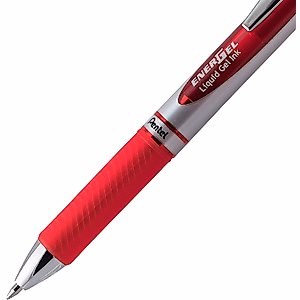 Pentel EnerGel Liquid Gel Ink Pens 0.7 mm - Pack of 5 Red Deluxe RTX Energel Pens with 3 Refills