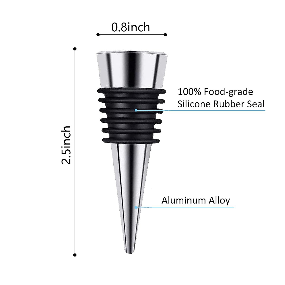 Wine Stopper, Reusable Decorative Bottle Stoppers for Kitchen, Bar, Gifts, Holiday Party, Wedding (5 Pack, Simple Style)