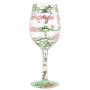 Enesco Designs by Lolita Mom Everyday Hand-Painted Artisan Wine Glass, 1 Count (Pack of 1), Multicolor