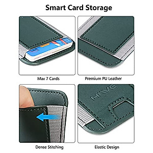 Phone Card Holder, Premium Leather Phone Wallet Stick On, Strong Adhesive Cell Phone Pocket Credit Card Holder for Phone Compatible with iPhone, Samsung & Most Smartphones, Fit 7 Cards, Green, 1 Pack