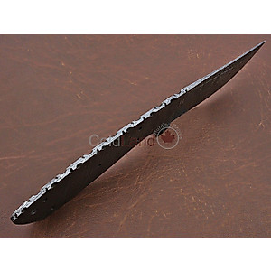 ColdLand 9.25" Damascus Steel Knife Blade Blank with Bolster - Hand Forged Knife Blanks Full Tang Ideal for Knife Making Supplies, Hunting, Fishing, Camping, Outdoor Sports NB24