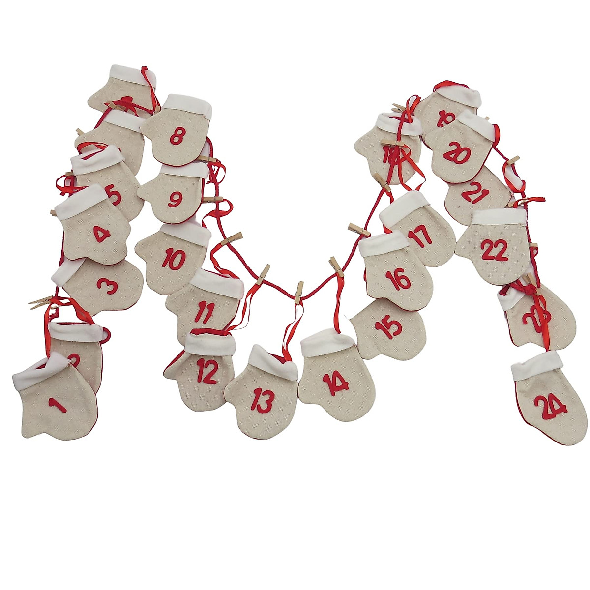 Winter Mitten Christmas Coundown Holiday Garland, Cute Home Decor Christmas Activities for Kids, Style May Vary