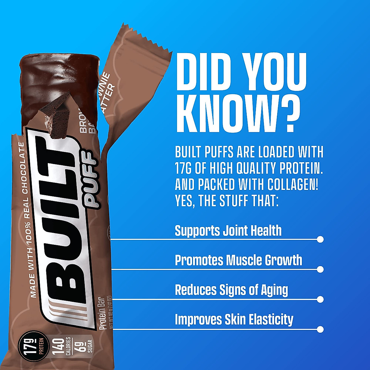 BUILT Protein Bars, Variety Pack, 12 Bars, Gluten Free, Protein Snacks, 17g High Protein, Collagen, Chocolate Protein Bar, Perfect Breakfast Bar, On The Go Protein Snack, post workout