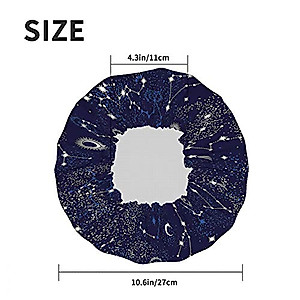 AOYEGO Constellation Shower Head Cap Stars Moon Planet Space Galaxy Universe Bath Hats for Women Men Girls Long Hair Large Waterproof Reusable Caps