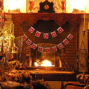 Christmas Decorations for the Home, hogardeck Merry Christmas Banners, Burlap Christmas Decorations, Rustic Farmhouse Christmas Decor, Christmas Sign Hangings for Windows, Door Entry, Fireplace, Wall