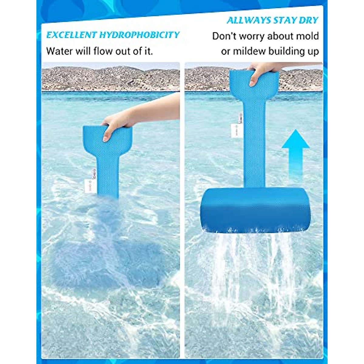 AOSYCO Headrest Pillow for Patio Chaise Lounge, Spa Pillow for Adult with Non-Slip Weighted Tail, Outdoor Cushion All Weather Sunbathing Swing Pool Furniture, Quick Drying