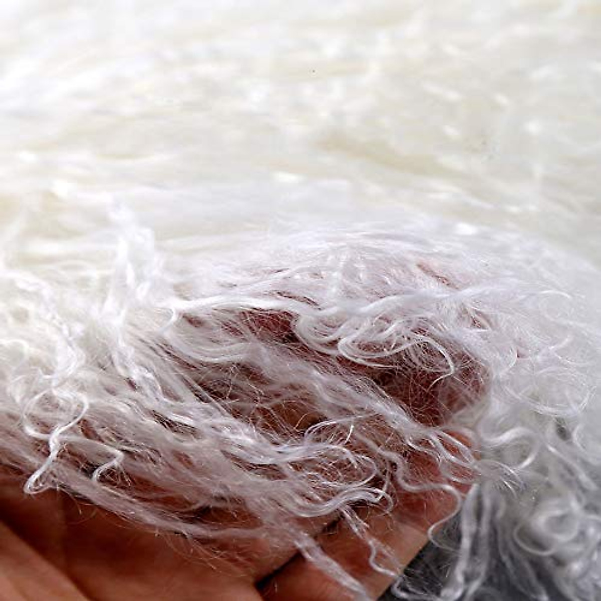 Genuine Tibetan Fur Rug/Ivory White 100% Real Mongolian Sheepskin Hide Pelt Throw Rug Plate Lamb Wool Carpet Curly, 39.5"-41.5" Long