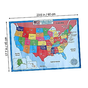 Ciieeo US Map 1 Sheet United States map accessories supplies accessory usa map for playroom decor supplies portable synthetic paper Interesting Map Poster