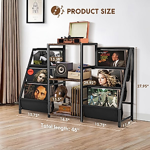 Record Player Stand with Vinyl Storage, Record Player Table with Vinyl Record Storage Holds 220 Albums, Turntable Stand with Record Holder Vinyl Display Shelf, Record Player Cabinet for Living Room