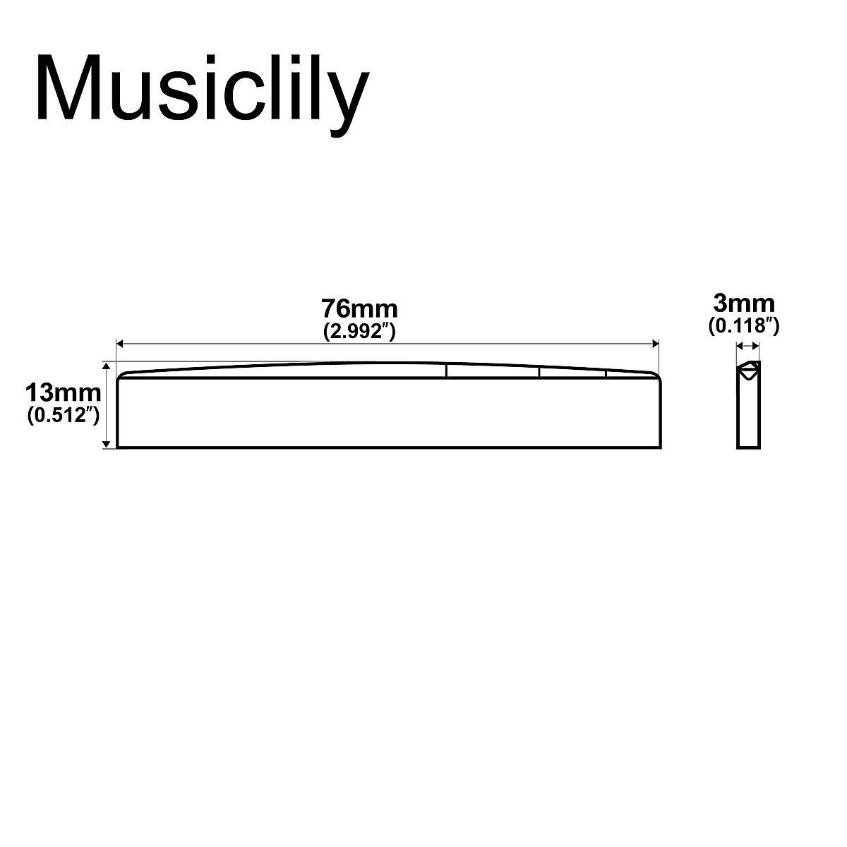 Musiclily Acoustic Guitar Compensated Bone Saddle 76x3x13mm(Pack of 2)